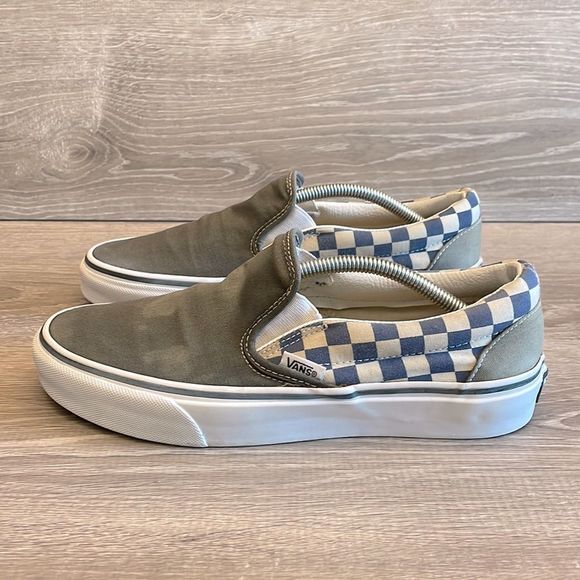 Vans | Shoes | Vans Off The Wall Canvas Slip On Distressed Blue Gray ...